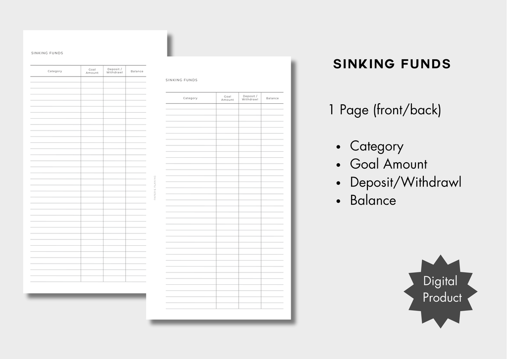 Sinking Funds Inserts – Paperie Planning
