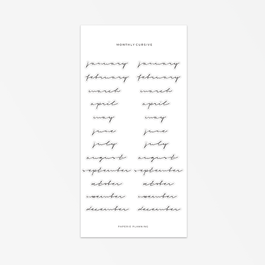 Monthly Cursive – Paperie Planning