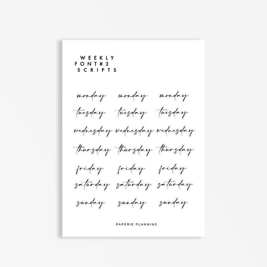 Weekly Font #3 – Paperie Planning